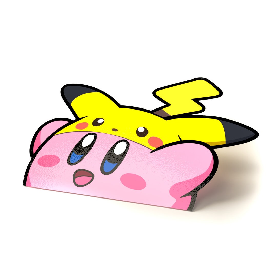 Kirby Pika Hat Peeker Sticker - Decals for Car, Laptop, Phone, Console ...