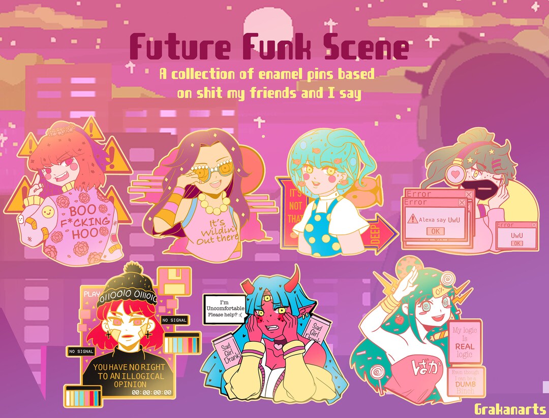 LIMITED QUANTITY Future Funk Scene Enamel Pins - Etsy