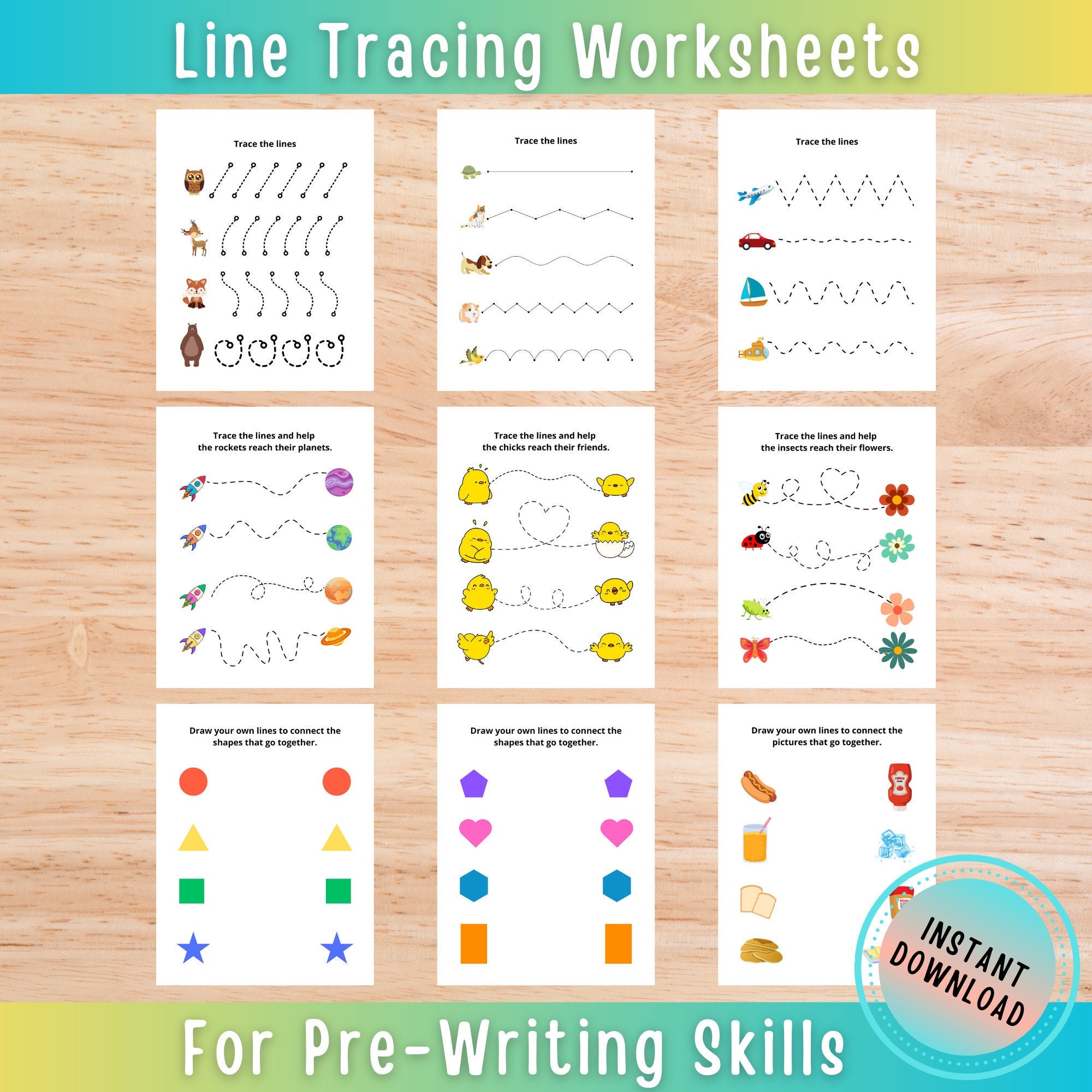 Printable Tracing Worksheets for Kids Preschool Pre-k Learning to Write ...