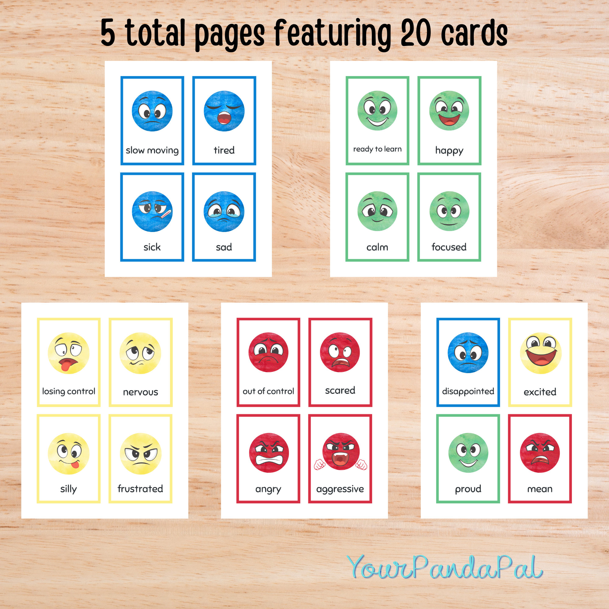 Feelings Flashcards for Emotions Self-regulation Tools Preschool ...