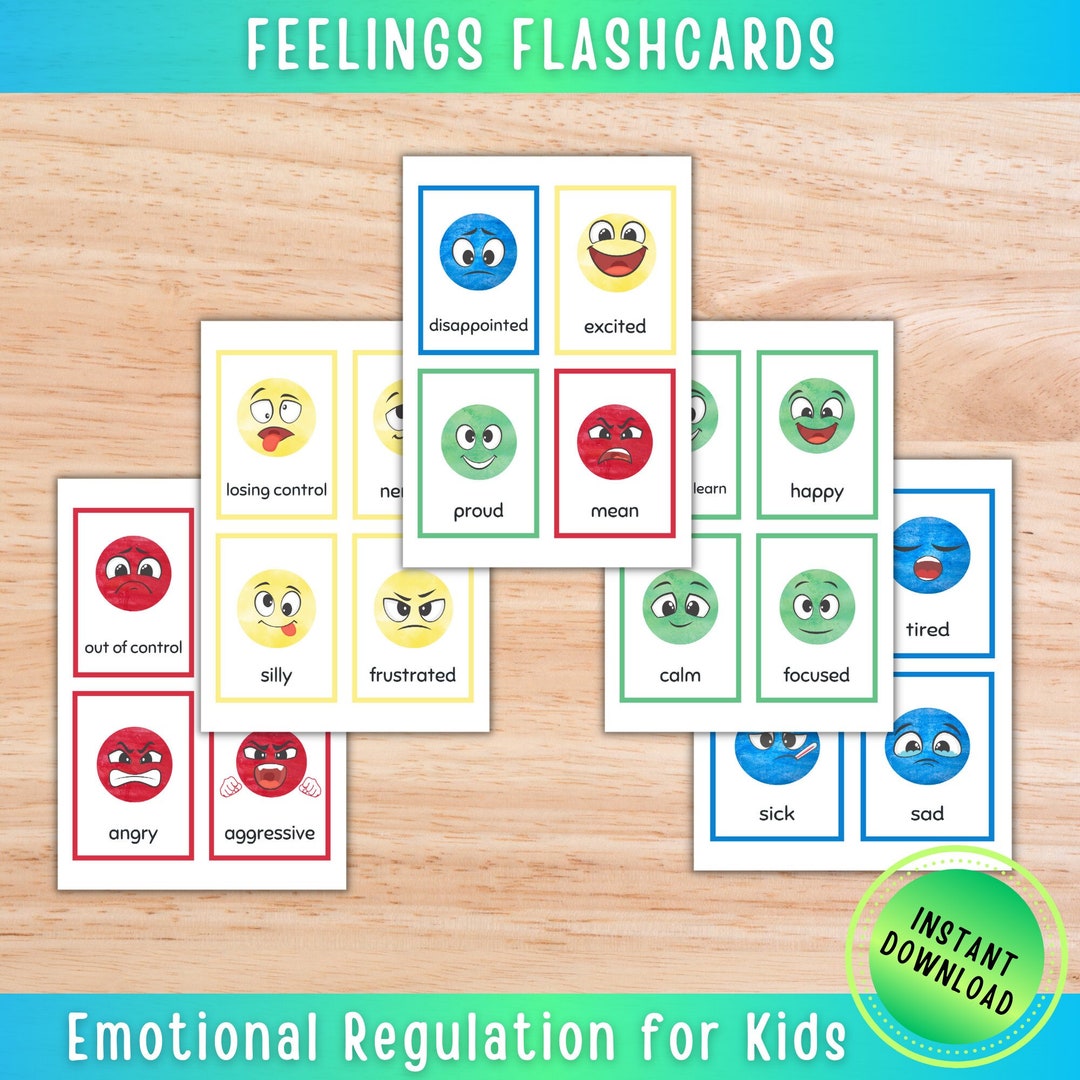 Feelings Flashcards for Emotions Self-regulation Tools Preschool ...