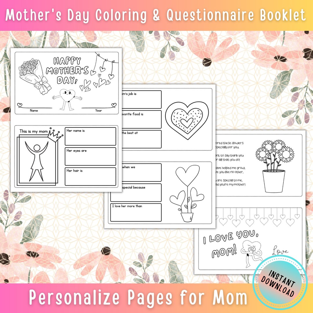 Mother's Day Gift From Child Mother's Day Printable Book Activity ...
