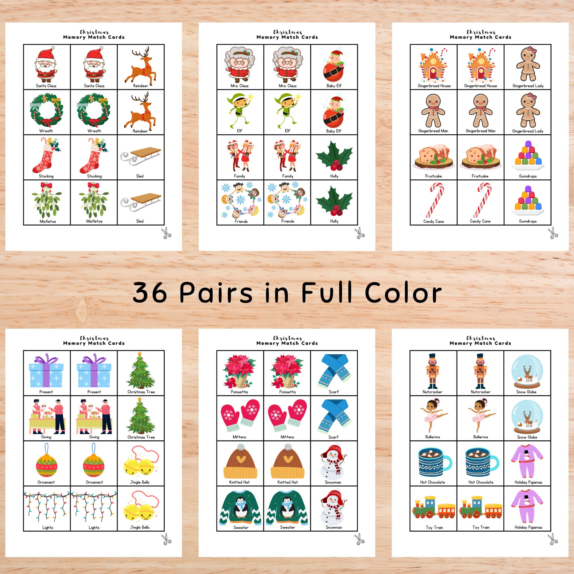 Christmas Memory Matching Game for Kids Printable Holiday Activity - Etsy