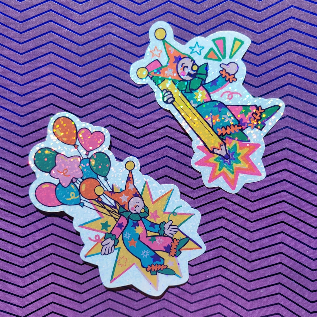 Glittery Guardian Clown Sticker - Etsy