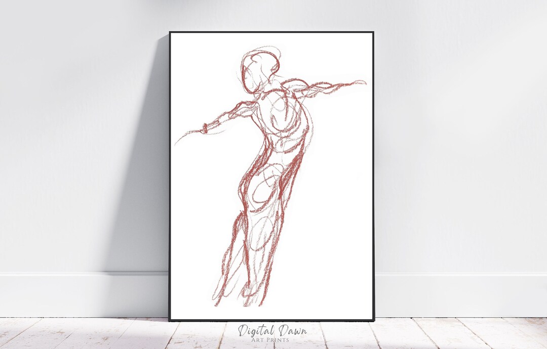 Figure in Motion, Line Drawing, Dancer Abstract Modern Digital Download ...