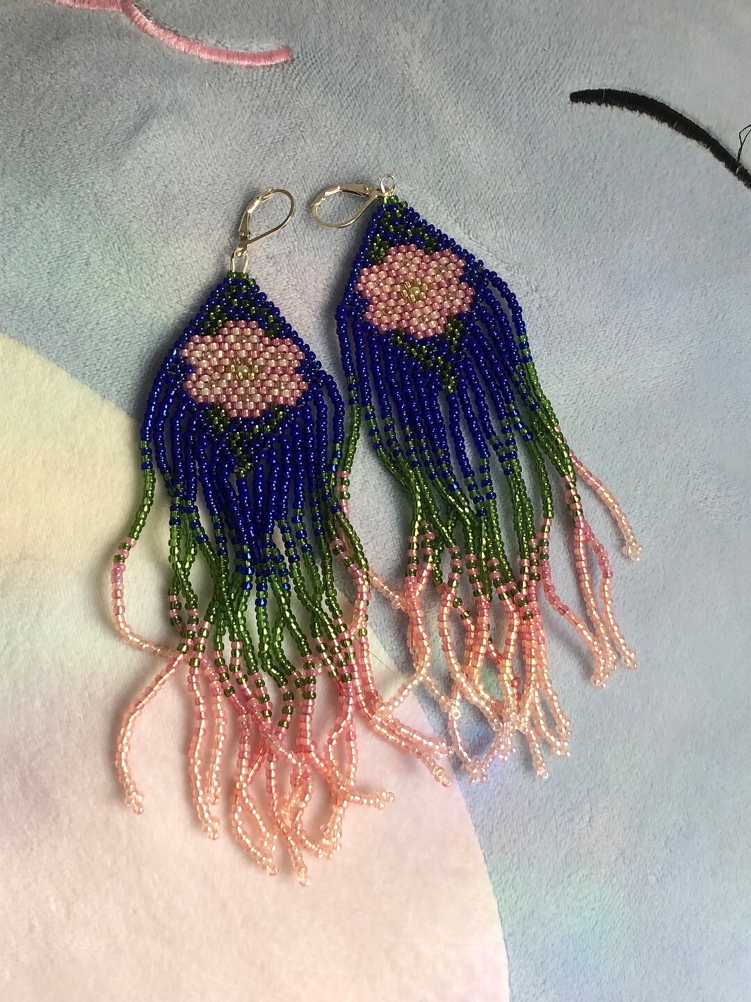 Métis Flower Earrings Indigenous Beaded 925 Sterling Silver - Etsy Canada