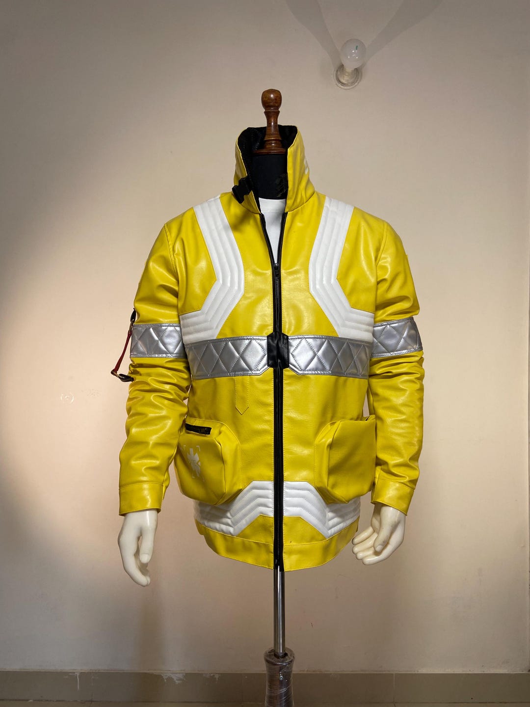 David Martinez Yellow Neon Leather Jacket Unisex Cosplay Cyberpunk ...
