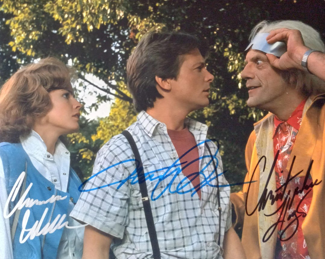 Michael J Fox, Christopher Lloyd & Claudia Wells RARE Triple Signed ...