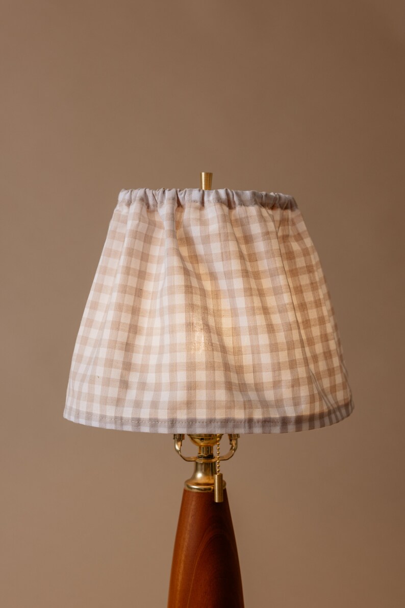 Handmade Curtain Lampshade / Cottage Beige Gingham - Etsy