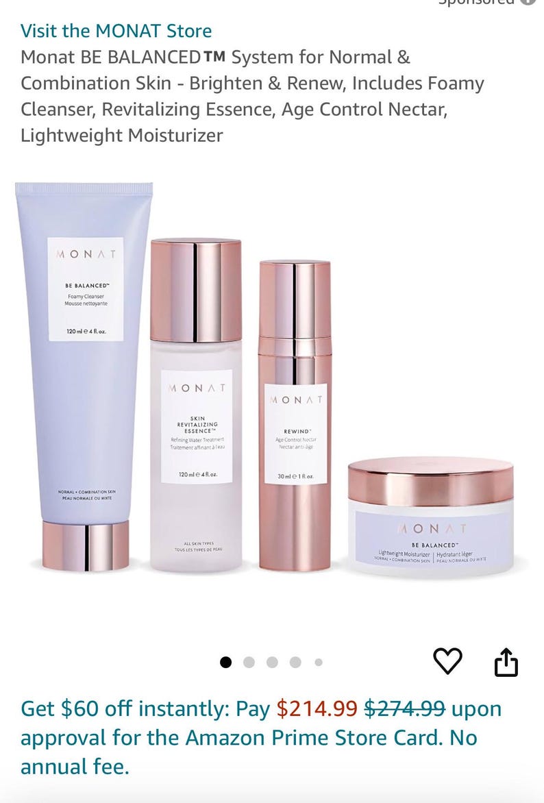 4 Pc Monat BE BALANCED System for Normal and Combination Skin, Brighten ...