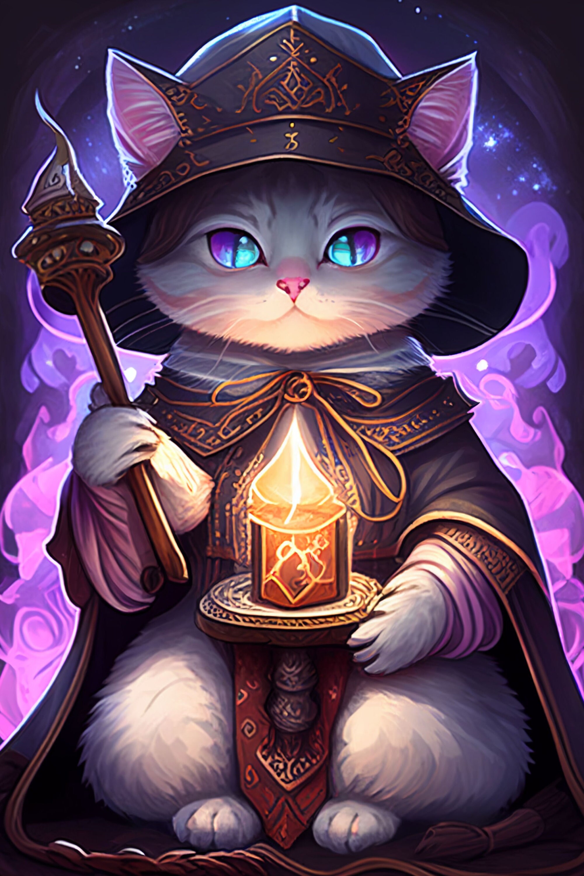 Kitty Warlock Printable Wall Art, Kawaii Cat Print, Dungeons and ...