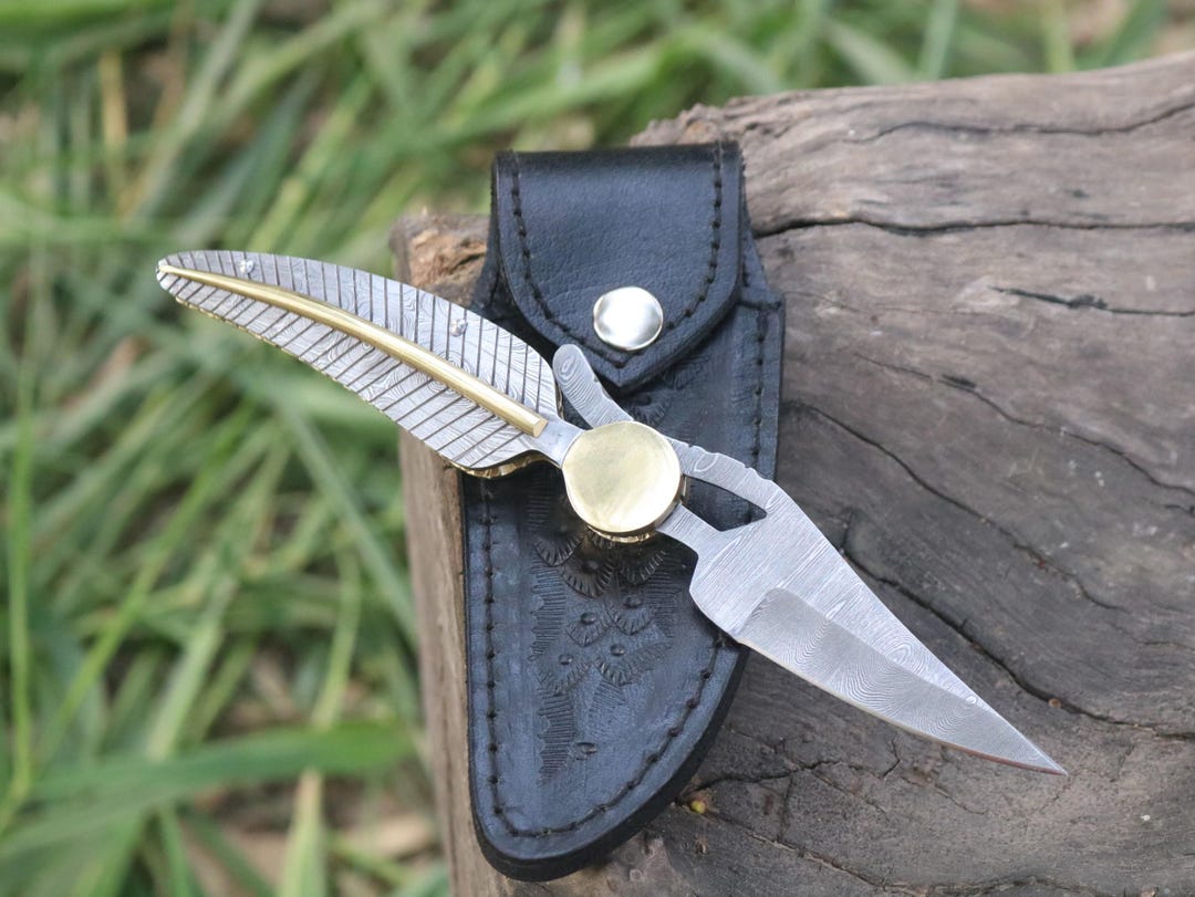 Damascus Leaf Pocket Knife, Damascus Folding Knife, Every Day Carry ...