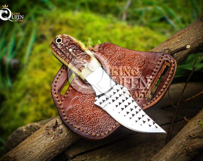 Bushcraft Primitive Neck Knife – Hand-tooled Leather Sheath, Cowboy ...