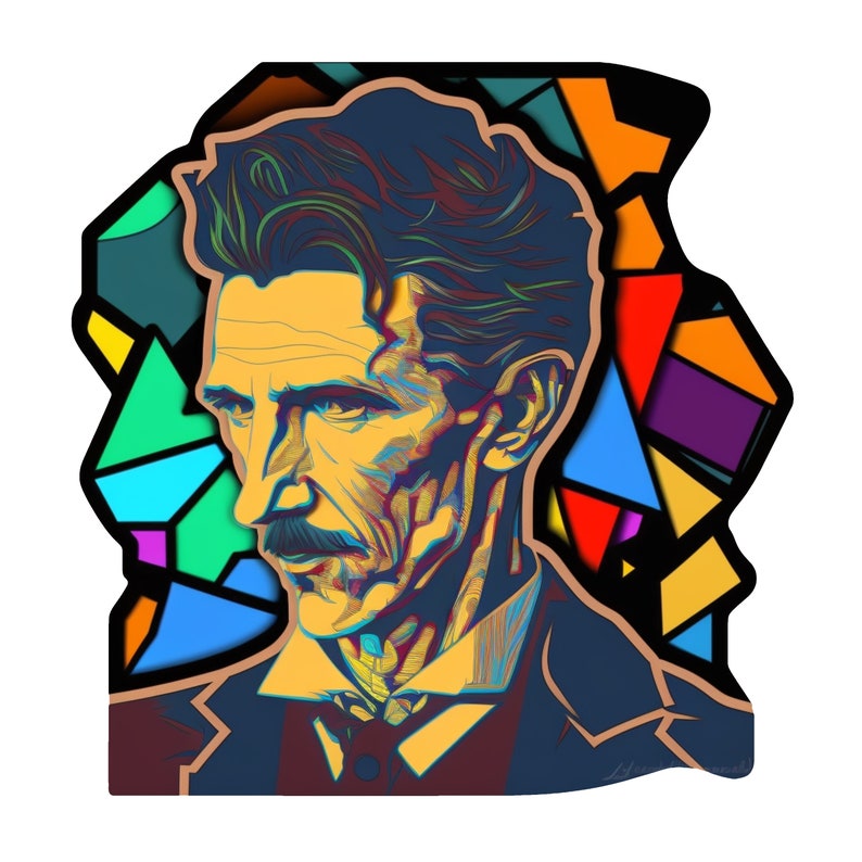 Nikola Tesla Stickers Digital Download PNG SVG JPG Clipart Famous ...