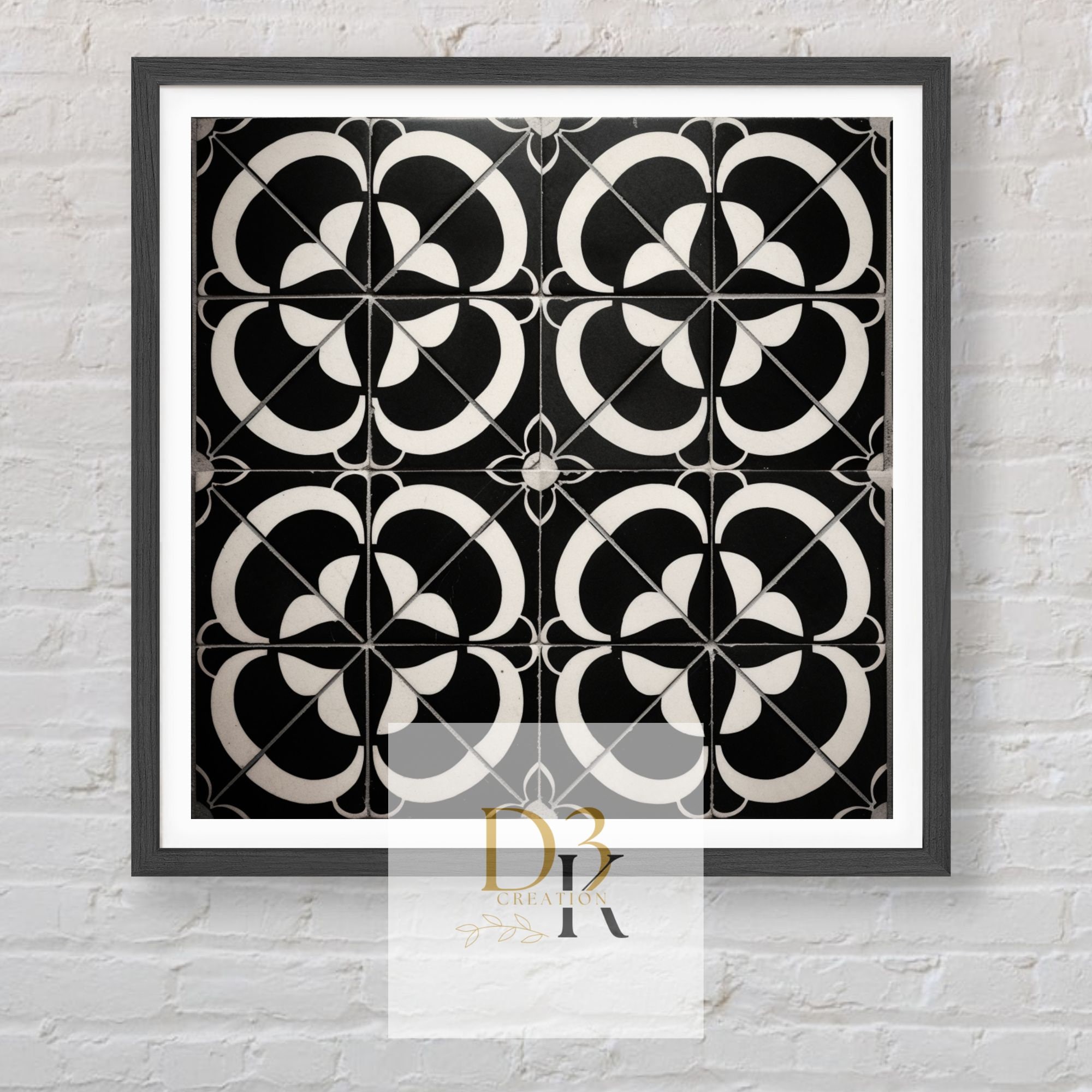 Moroccan Tile Print, Digital Print, Gallery Print, Black and White Tile ...