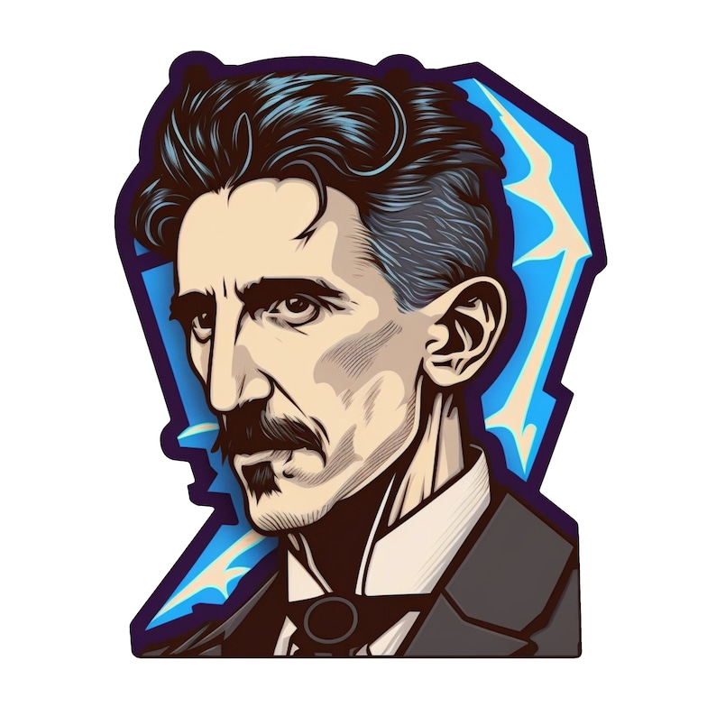 Nikola Tesla Stickers Digital Download PNG SVG JPG Clipart Famous ...