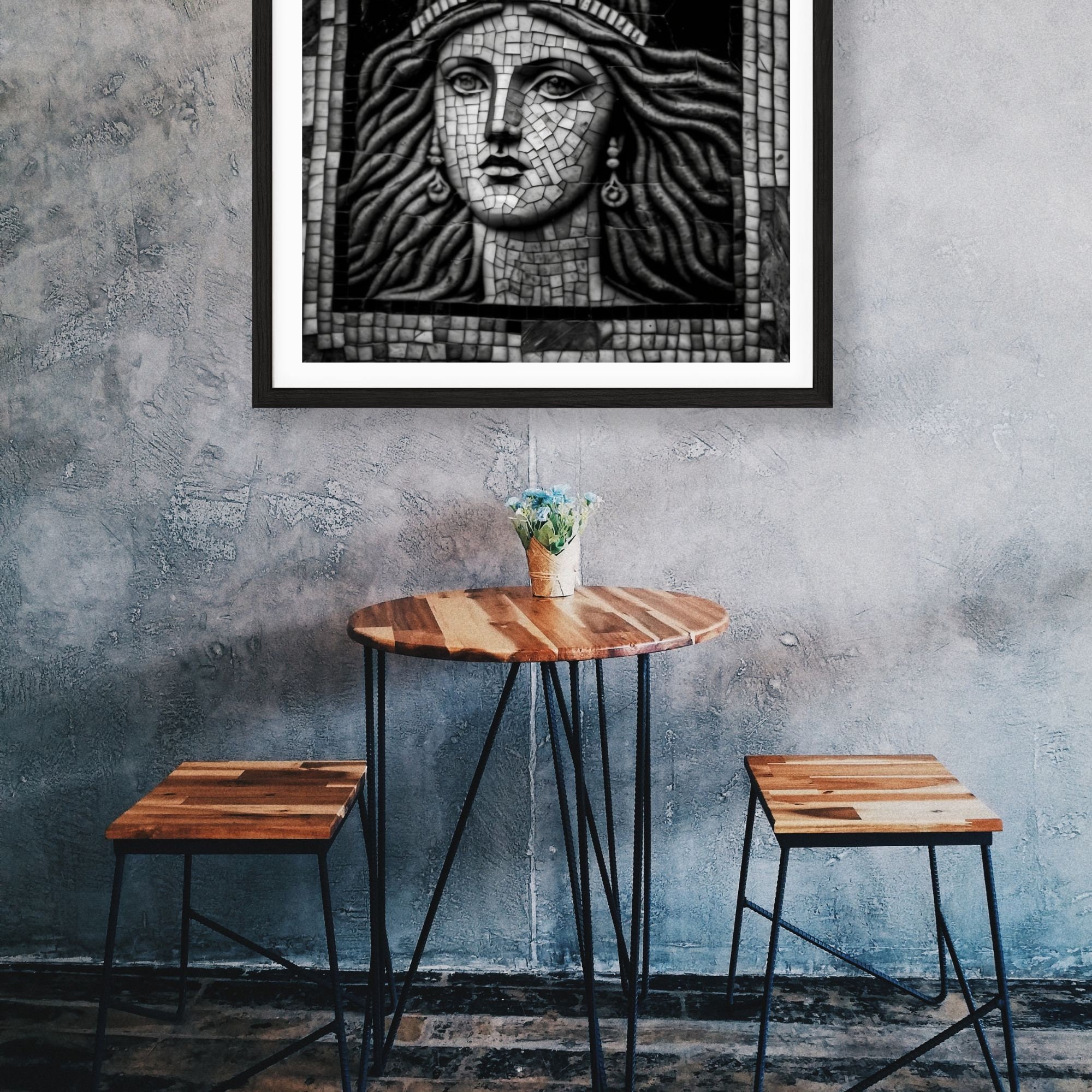 Digital Prints, Roman Mosaic, Square Print, Black and White, Water ...