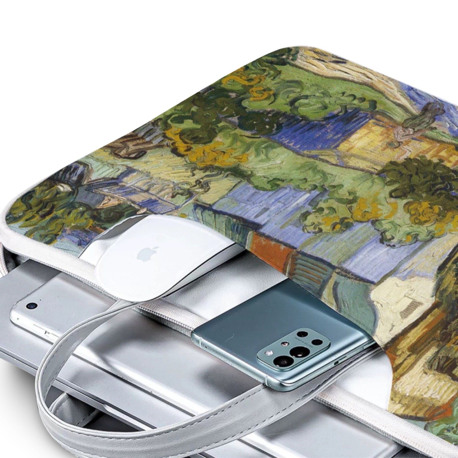 Van Gogh Laptop Bag – View of Auvers, Aesthetic Art Sleeve With Strap ...