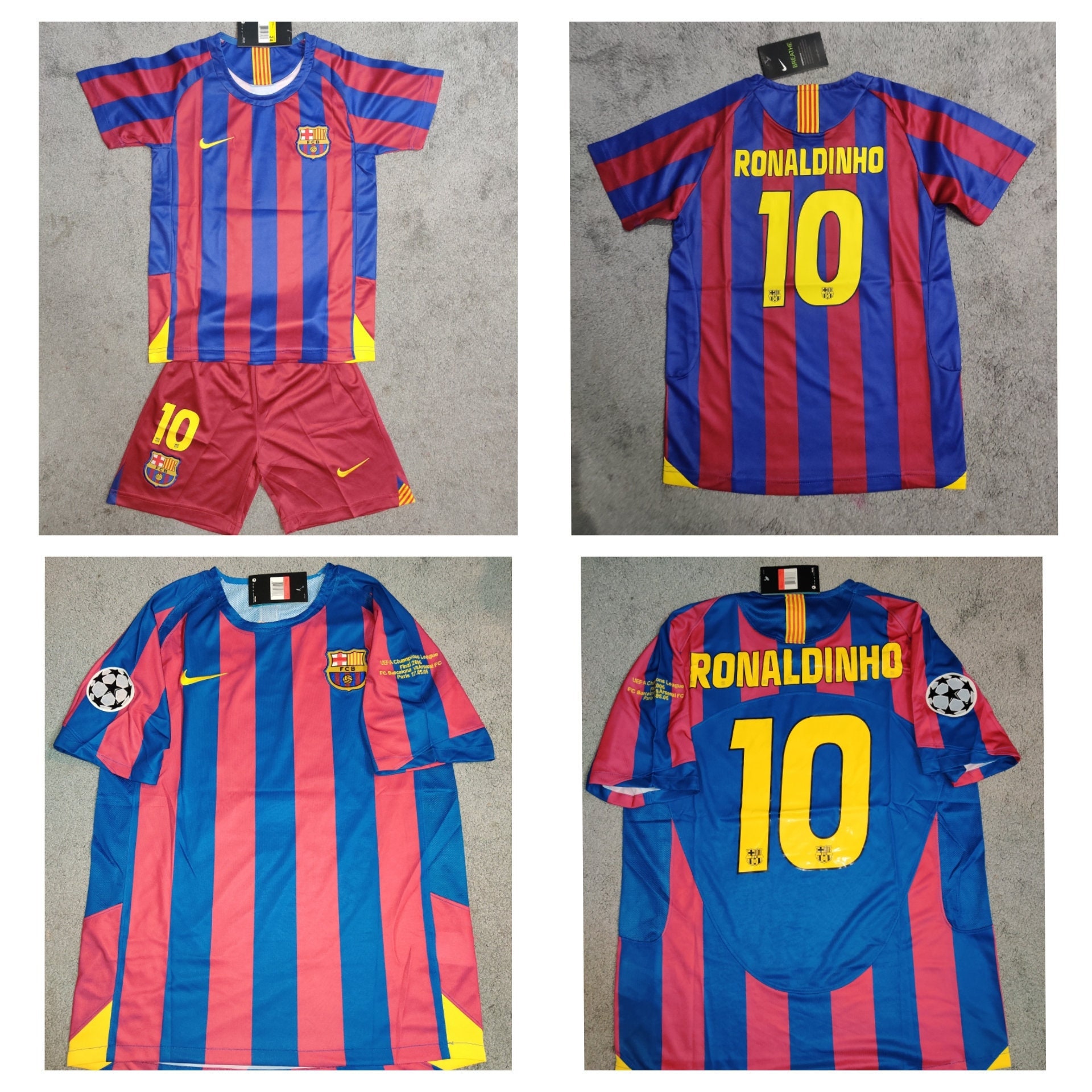 Retro Barcelona 2005/06 RONALDINHO 10 2006 Champions League Final ...