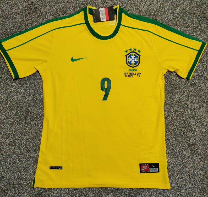 Rare Classic Retro BRAZIL 1998 World Cup France 98 Shirt Jersey RONALDO ...