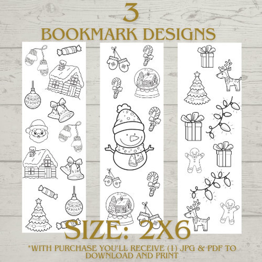 Kids Printable Winter/holiday Coloring Bookmarks | Instant Digital ...