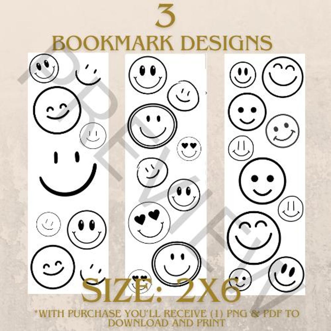 Printable Smiley Faces Coloring Bookmarks | Instant Digital Download ...
