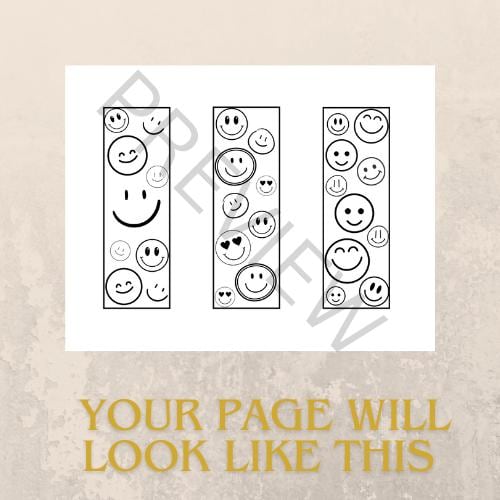 Printable Smiley Faces Coloring Bookmarks | Instant Digital Download ...
