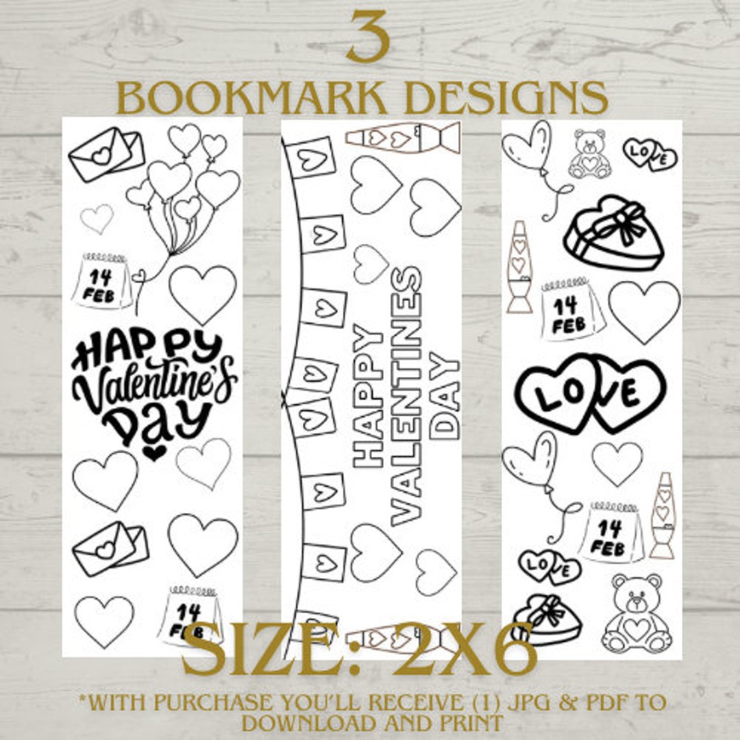 Kids Valentines Printables | Bookmarks to Color | Kids Valentine Gift ...