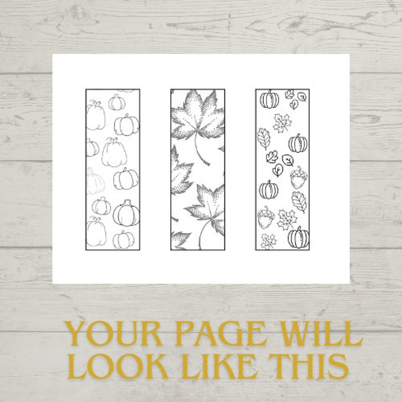Fall Coloring Bookmarks for Kids and Adults (PDF & JPG) - Etsy
