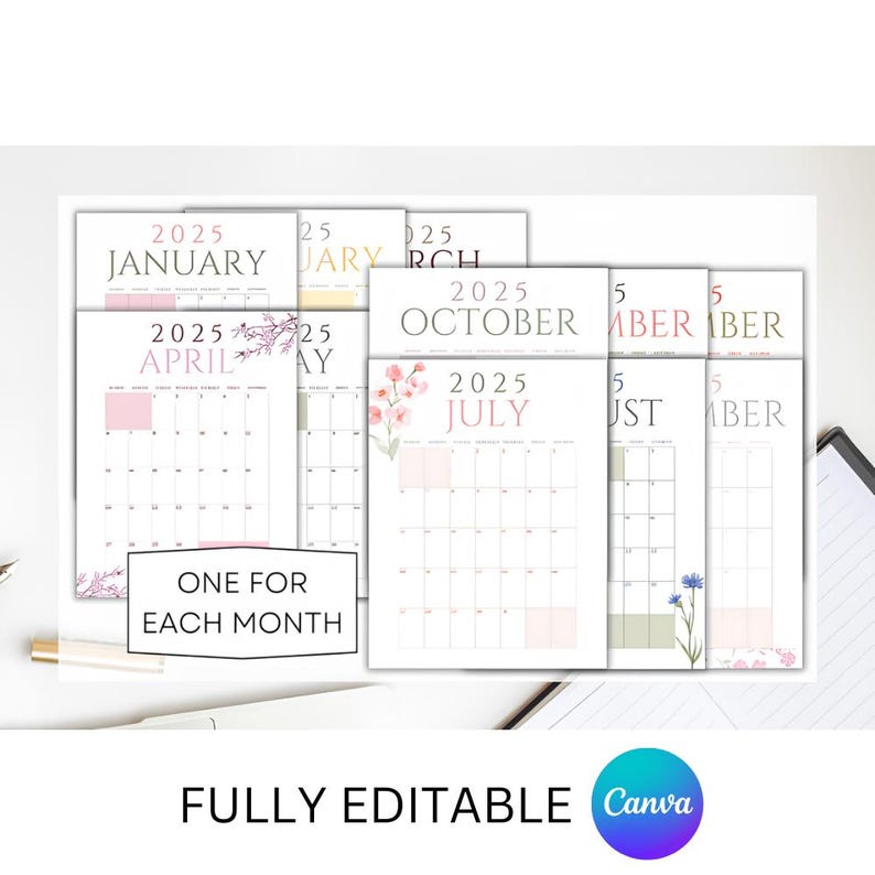 New 2025 Calendar Png Editable in Canva Habit Tracker Included 2025 ...