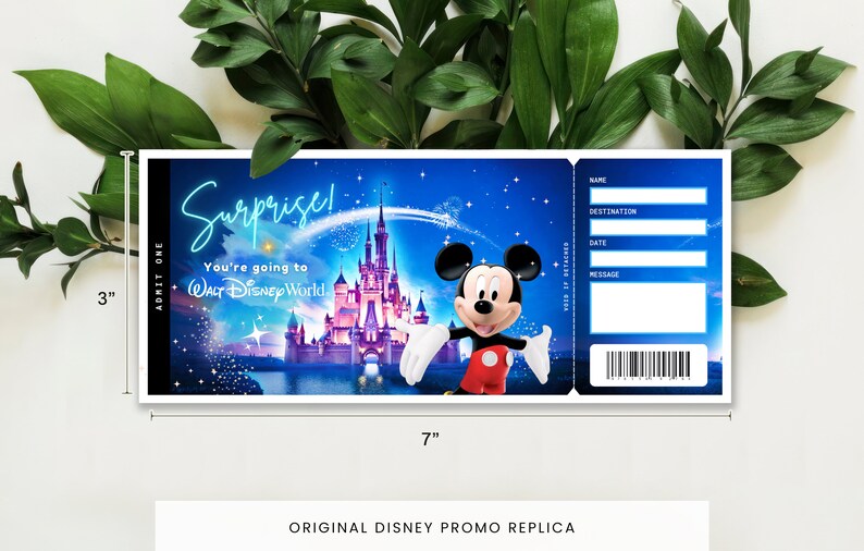 Physical Disneyland Ticket Surprise, Disney World Ticket Template ...