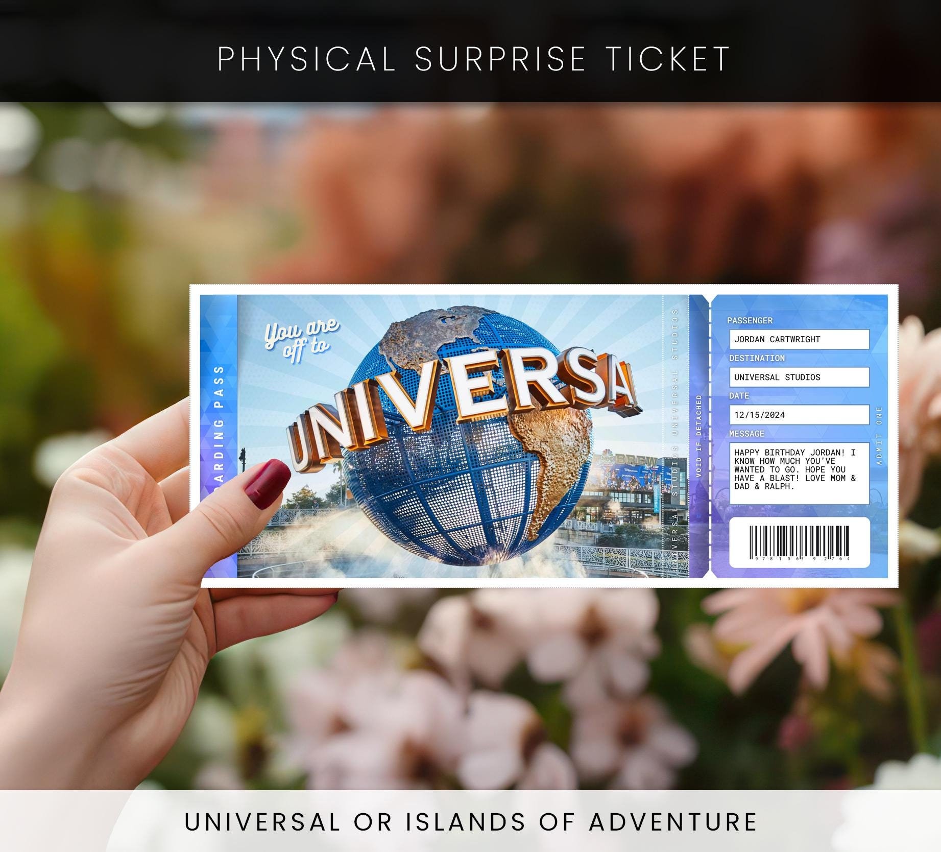 Editable Universal Studios Surprise Ticket, Universal Reveal, Universal ...