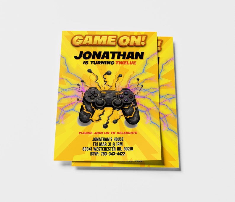 Editable Video Game Birthday Invitation, Printable Gamer Birthday Party ...