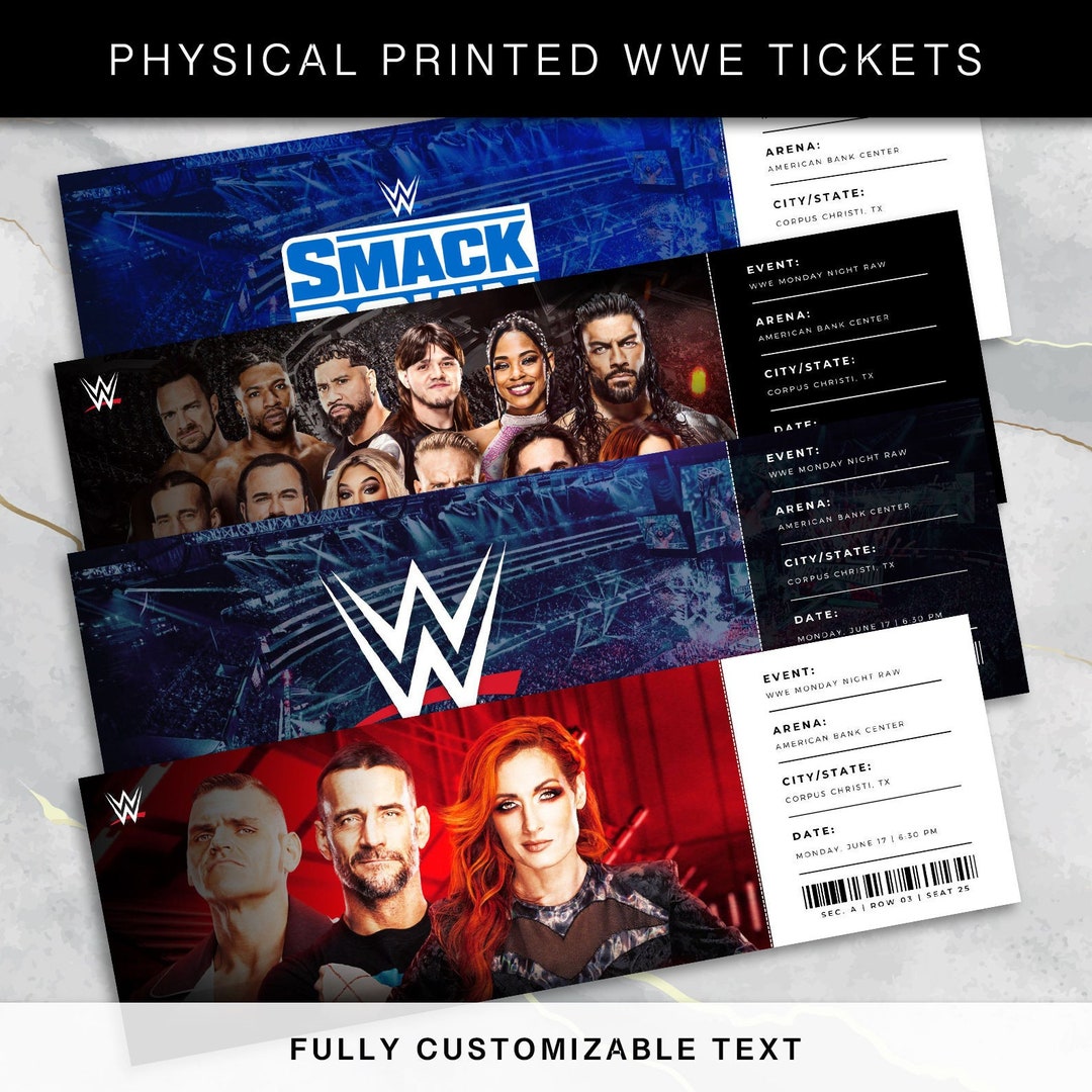 Physical WWE Ticket Template, Customizable Monday Night Raw Smackdown ...