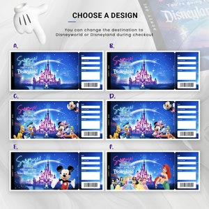 Physical Disneyland Ticket Surprise, Disney World Ticket Template ...