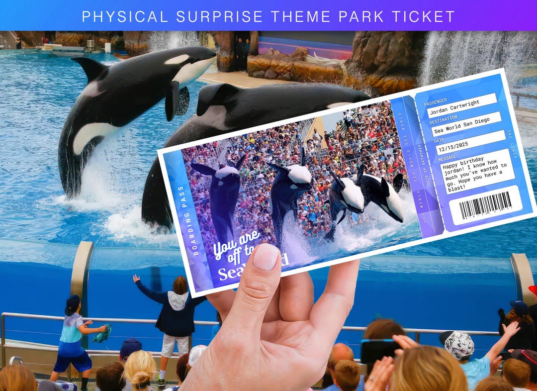 Physical Custom Surprise Ticket, Sea World Ticket Trip Reveal, Sea Park ...