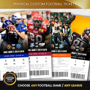 Physical Custom Football Game Ticket, Personalizable Printed Tickets to ...