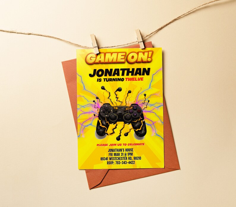 Editable Video Game Birthday Invitation, Printable Gamer Birthday Party ...