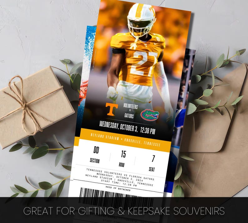 Physical Custom College Football Game Ticket, Personalizable Printed ...