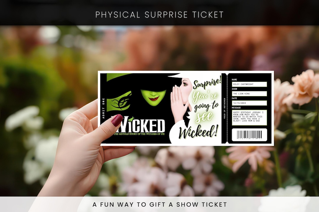 Physical Wɪᴄᴋᴇᴅ Broadway Musical Show Ticket, Broadway Surprise Ticket ...