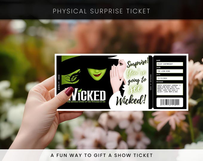 Physical Wɪᴄᴋᴇᴅ Broadway Musical Show Ticket, Broadway Surprise Ticket ...