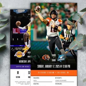 Physical Custom College Football Ticket, Personalized College Football ...