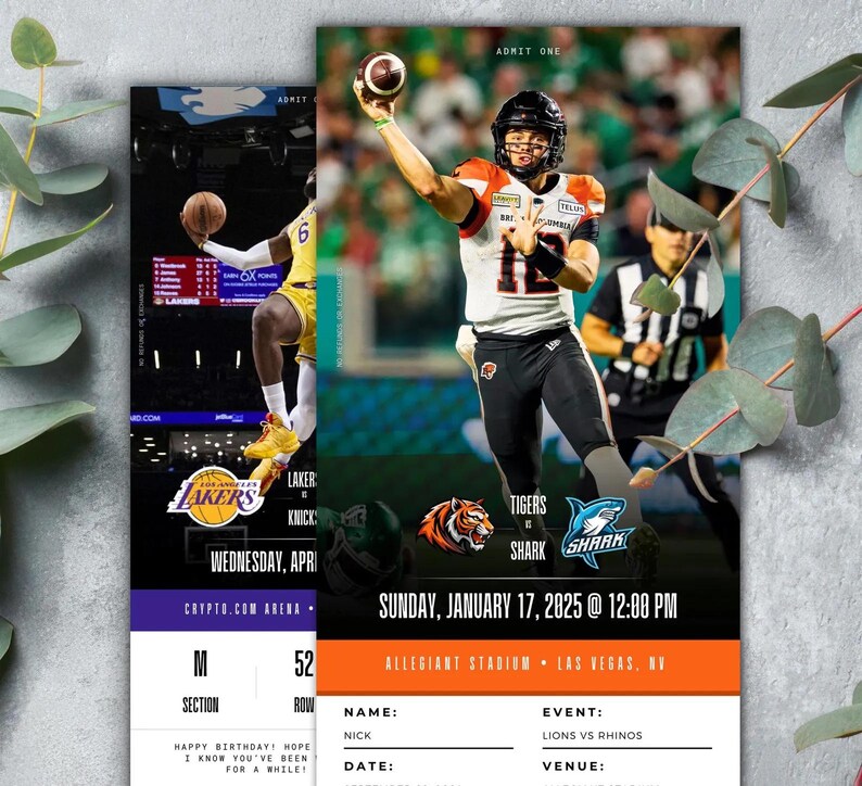 Physical Custom College Football Game Ticket, Personalizable Printed ...
