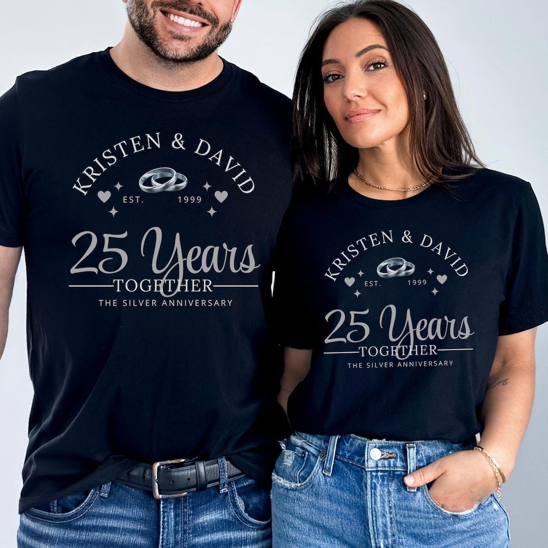 Personalized 25th Anniversary Shirts: 25th Wedding Anniversary Gifts for Parents, Custom 25th ...