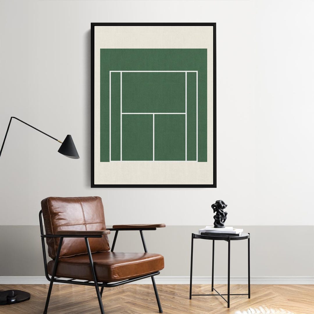 Minimalist Tennis Court Wall Art Print Green Modern Geometric Mid ...