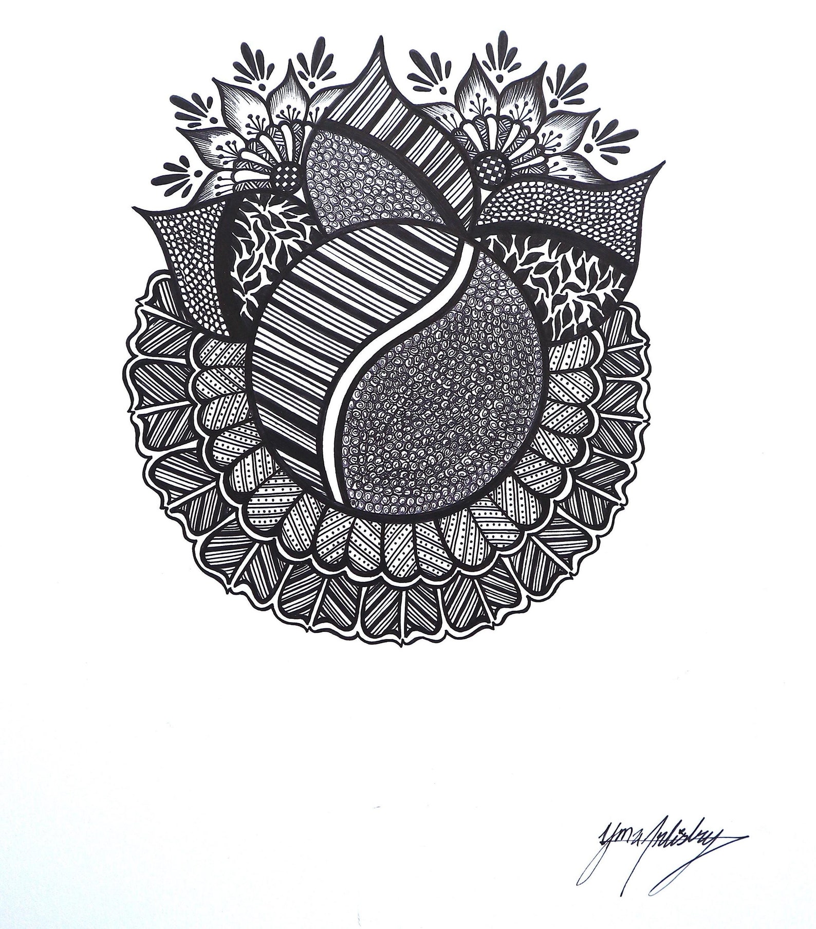 Handmade Pen Art, Black Ink, Unique, One of a Kind, A4, Minimalistic ...