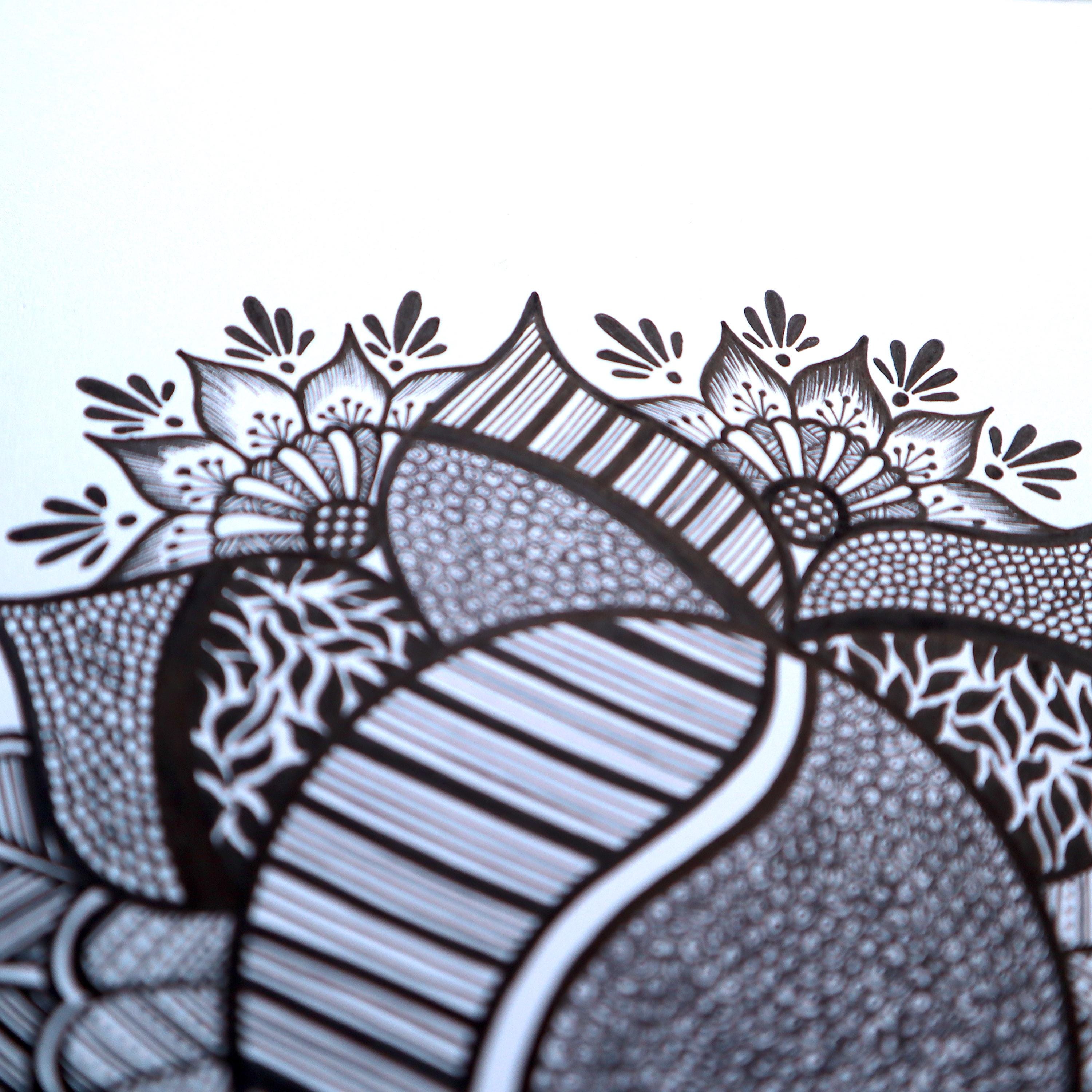 Handmade Pen Art, Black Ink, Unique, One of a Kind, A4, Minimalistic ...