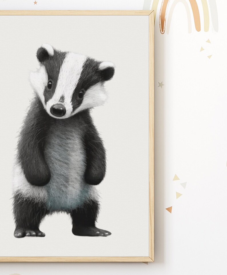 Badger Poster for Children's Room Woodland Nursery Decor - Etsy