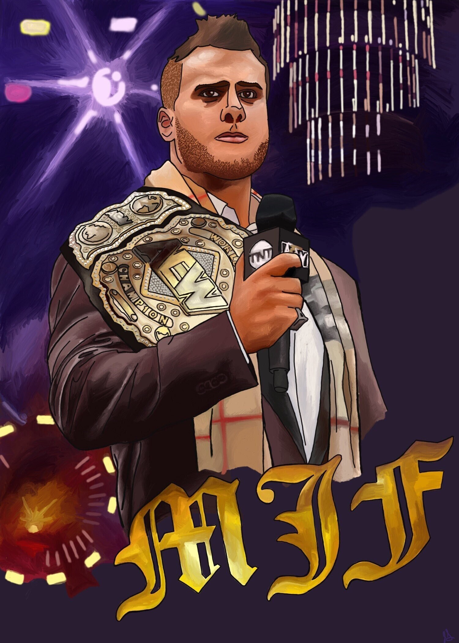 8X12 Digital Art Print: AEW Superstar MJF Original Digital Painting - Etsy