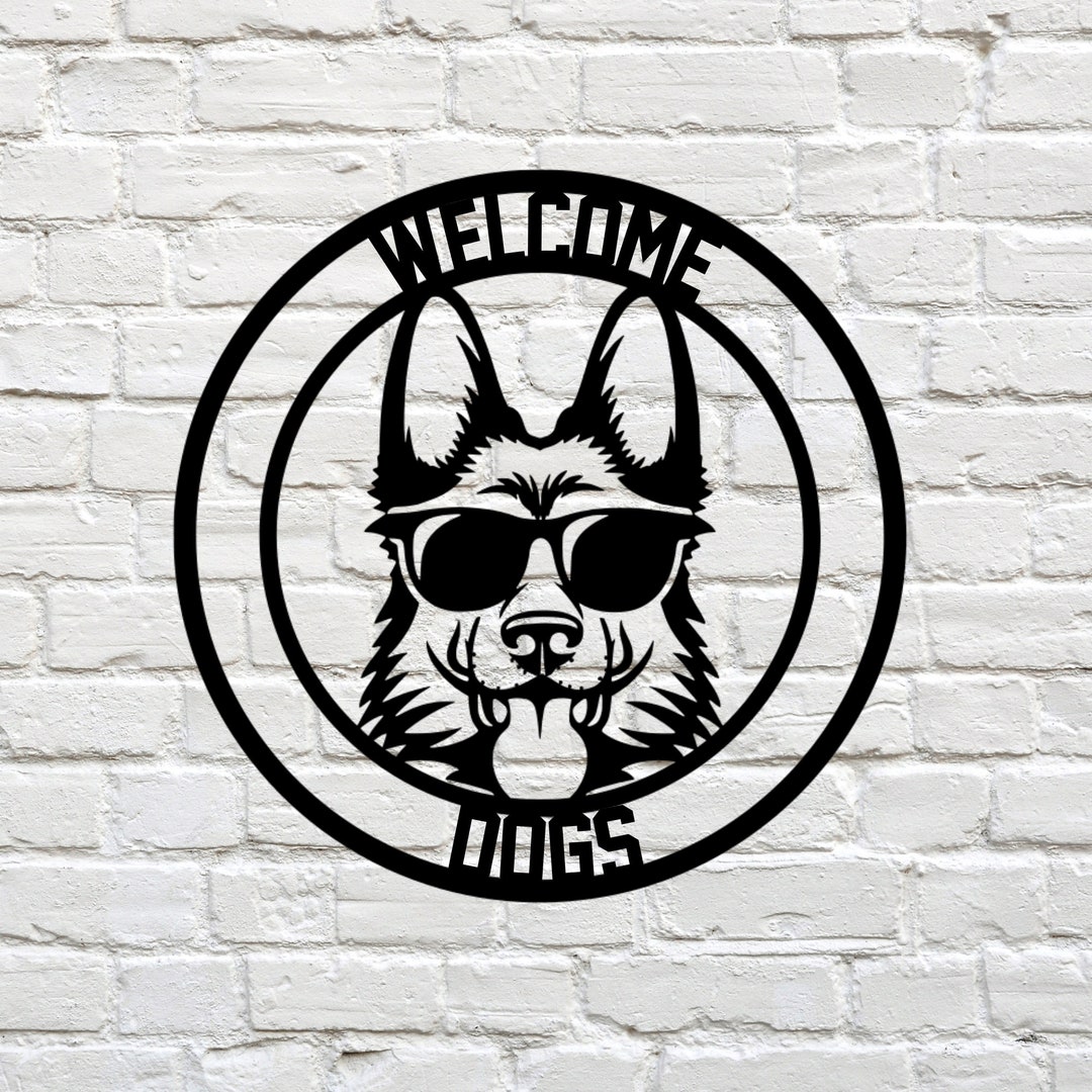 Metal Dog Sign, Custom Metal Sign, Personalized Sign, Front Door Sign ...